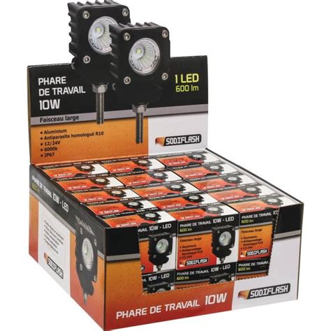 Présentoire De 30 Phares De Travail Carré 1 Led 10w Vnequipement