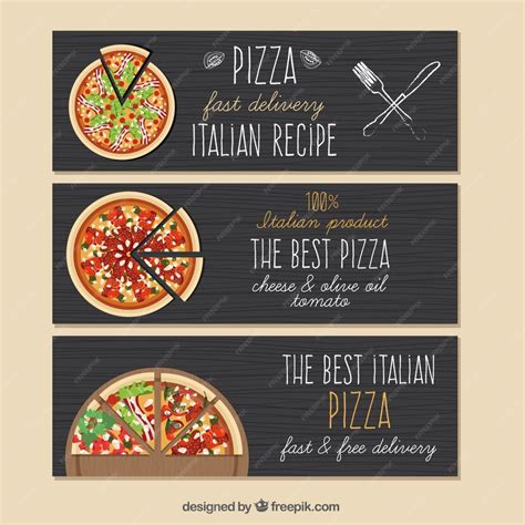 Free Vector Pizza Banners With Black Background