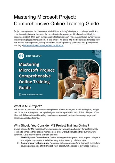 Ppt Mastering Microsoft Project Comprehensive Online Training Guide