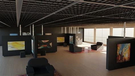 3d Model Art Gallery Vr Ar Low Poly Cgtrader