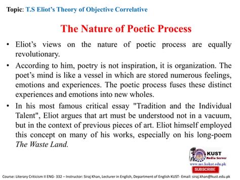 T S Eliot Theory Of Objective Correlative Pptx Poetry Books And Literature
