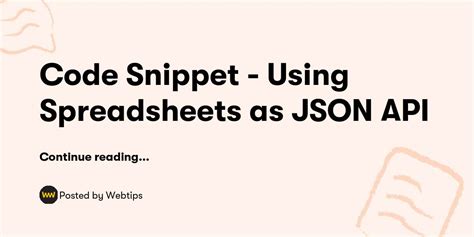 Code Snippet Using Spreadsheets As Json Api — Webtips Buymeacoffee