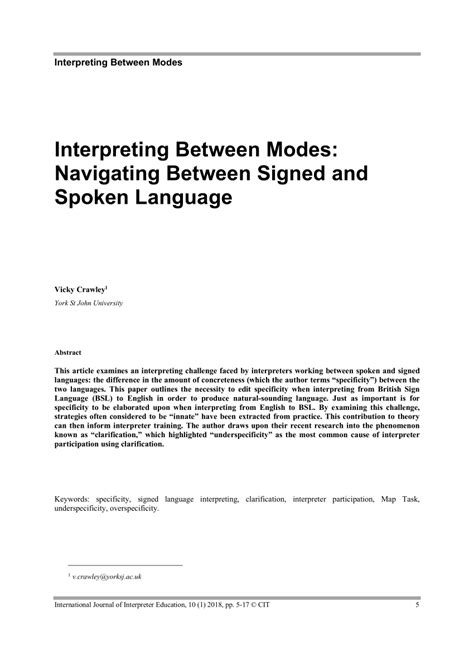 Pdf Interpreting Between Modes Navigating Between Signed And Spoken