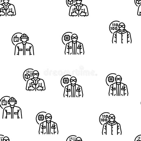 Engineer Technology Work Man Vector Seamless Pattern Stock Vector