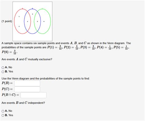Solved (1 poin A sample space contains six sample points and | Chegg.com