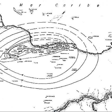 Map Of Intensities For The 1812 Earthquake In Caracas Altez 2000b Download Scientific Diagram