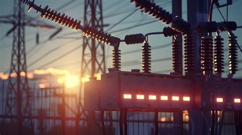 Premium Photo Electrical Substation And Power Lines At Sunset Generative AI