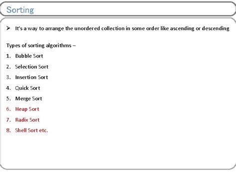 Sorting Algorithms Sorting Its A Way To Arrange