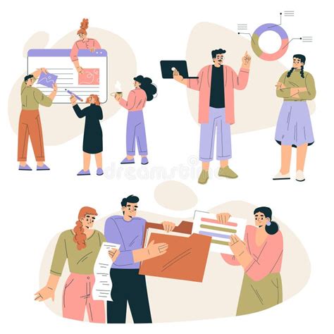 Business Concept With Man And Woman Character Engaged In Workflow Deal