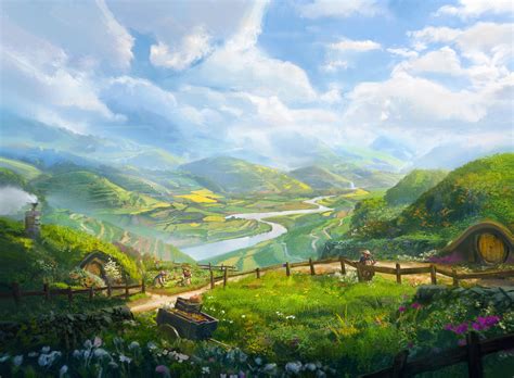 Hobbiton Landscape With Rolling Hills And A River Hd Wallpaper Rare Gallery