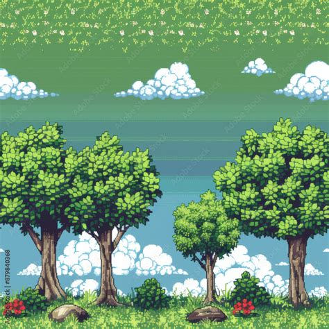 16 Bit Pixel Art Grass Tileset Sprite Sprite Sheet Generative Ai