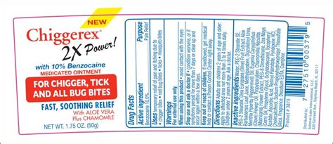 Dailymed Chiggerex 2x Medicated Benzocaine 10 0 Ointment