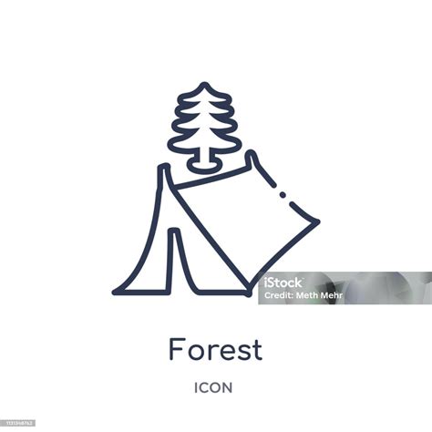 Linear Forest Icon From Camping Outline Collection Thin Line Forest Vector Isolated On White