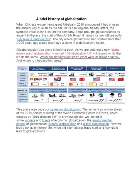 A Brief History Of Globalization Pdf Globalization Age Of Discovery
