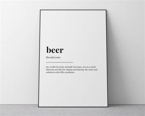 Beer Definition Print Printable Wall Art Instant Download Definition