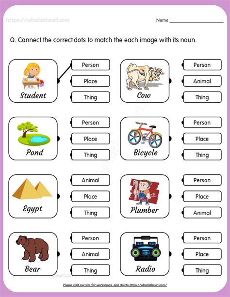 Common Nouns Match Worksheet For Grade 1 Nouns Worksheet Common