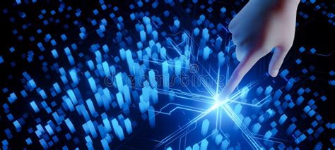 3d Rendering Hand Touch Digital Hud Interfaces Futuristic Stock