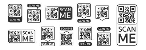 Qr 코드 집합입니다 텍스트프레임 템플릿 스마트 폰 모바일 앱 지불 및 할인에 대한 저와 Qr 코드를 스캔합니다 빠른 응답 코드