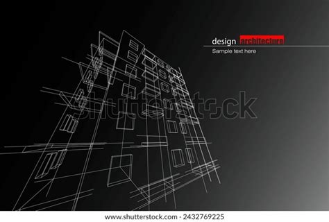 Architecture Design Layout Building Wireframe Mode Stock Vector Royalty Free