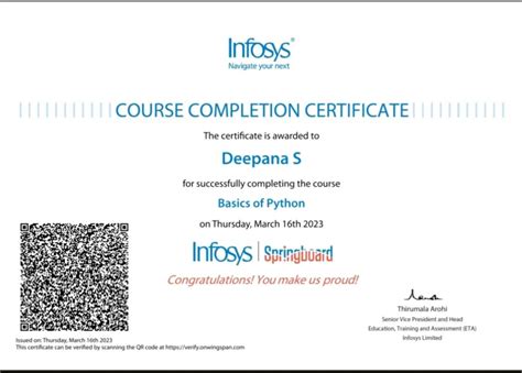Deepana S On Linkedin Infosysspringboard