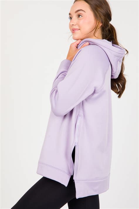 Side Zip Hoodie Lilac New Arrivals The Blue Door Boutique