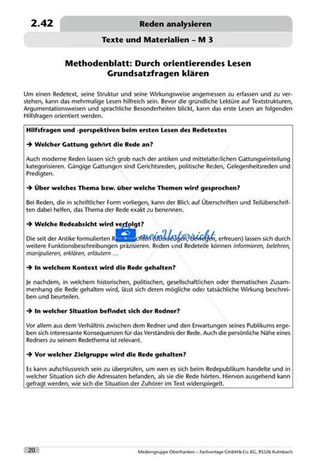 Reden Analysieren Teil 1 Meinunterricht