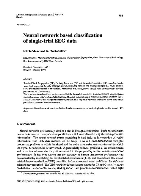 Pdf Neural Network Based Classification Of Single Trial Eeg Data