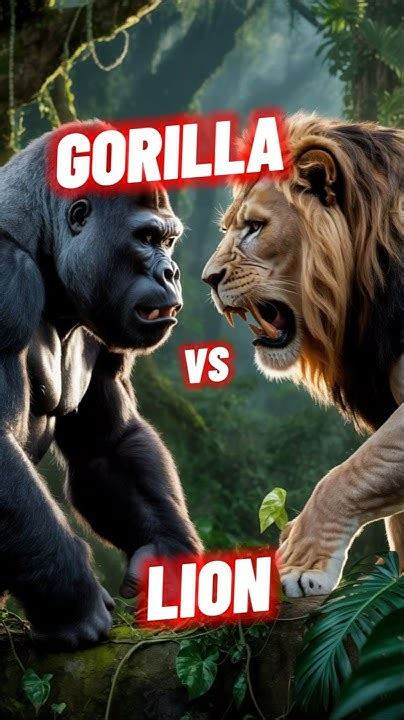 Gorilla Vs Lion Who Wins 🐵🦁 Gorilla Lion Fight Jungle Wildlife
