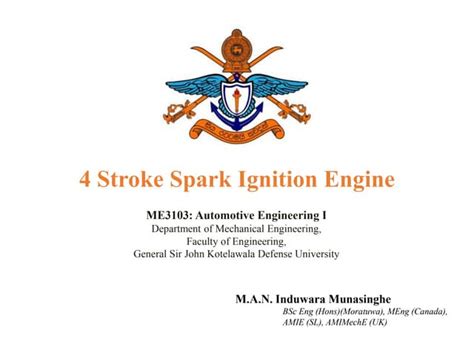 Introduction To Spark Ignition Four Stroke Engine Pptx