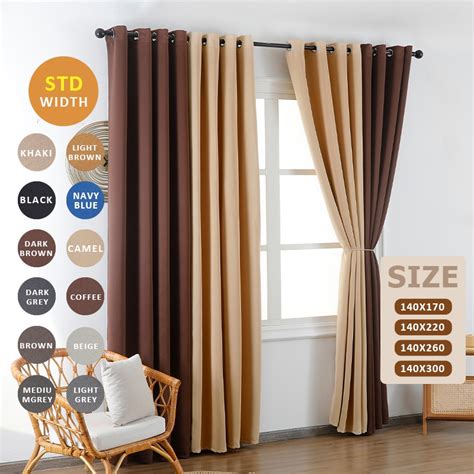 Blackout Curtain Langsir Blackout Siap Jahit Sunblock Curtain Tirai