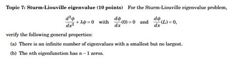 Solved Topic 7 Sturm Liouville Eigenvalue 10 ﻿points