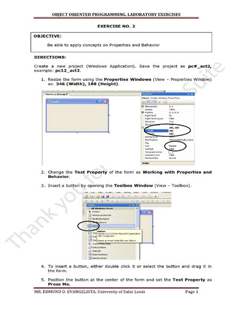 Laboratory Exercises In Visual Csharplab2 To Lab3 Pdf