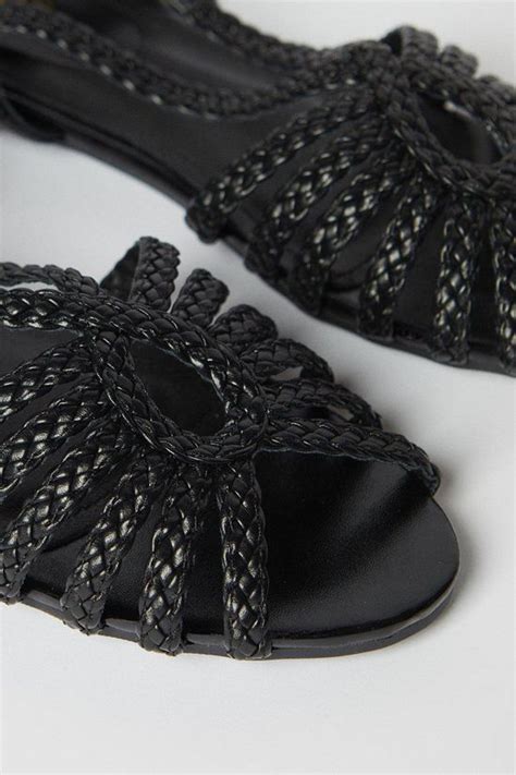Sandals Bronte Plaited Slingback Peeptoe Flat Sandals Oasis