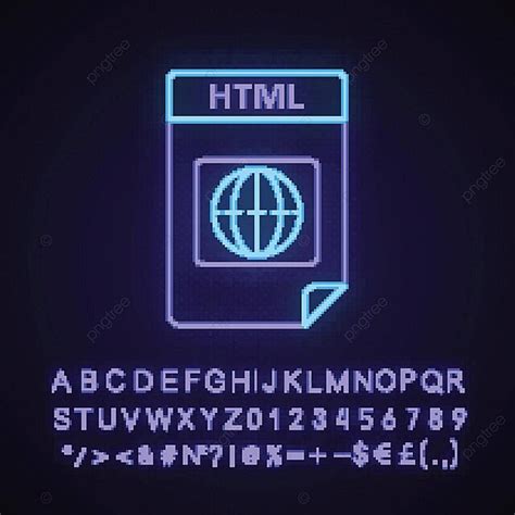 Html File Format Neon Light Icon Webpage Page Site Vector Webpage