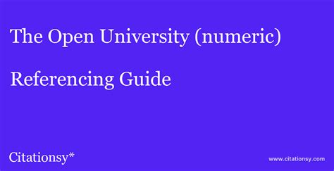 The Open University Numeric Referencing Guide · The Open University Numeric Citation