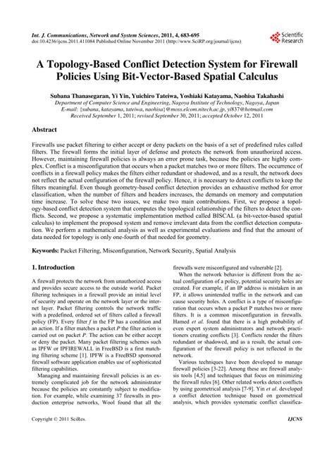 Pdf A Topology Based Conflict Detection System For Firewall Policies Using Bit Vector Based