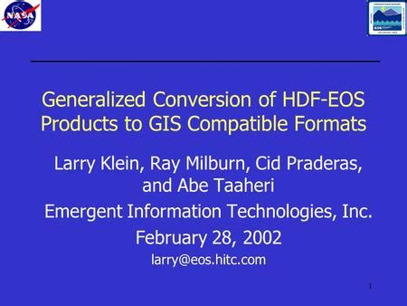HDF EOS To GeoTIFF Conversion Tool HDF EOS Plug In For HDFView Ppt Download