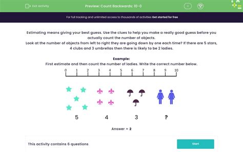 count backwards 10 0 worksheet edplace