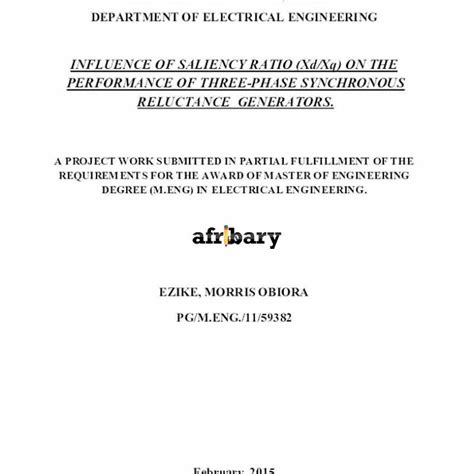 Influence Of Saliency Ratio Xd Xq On The Performance Of Three Phase Synchronous Reluctance