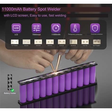 Преносим апарат за точково заваряване, С батерия 11000 mAh, LCD екран ...