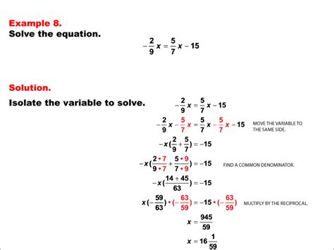 Math Example Solving Equations Equations With Fractions Example 8 Media4math