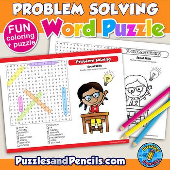 Problem Solving Word Search Puzzle And Coloring Activity Page Social Skills