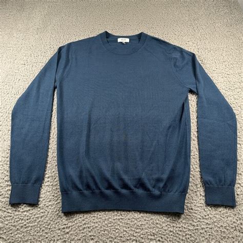 Reiss Sweater Mens Medium Blue Wessex 100 Merino Wool Crewneck Jumper