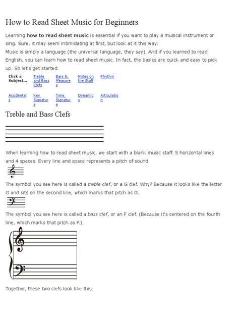 How To Read Sheet Music For Beginners A Comprehensive Guide To