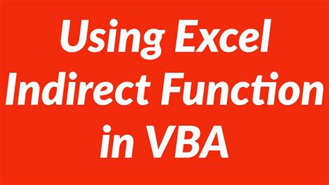 Using Excel Indirect Function In Vba Youtube