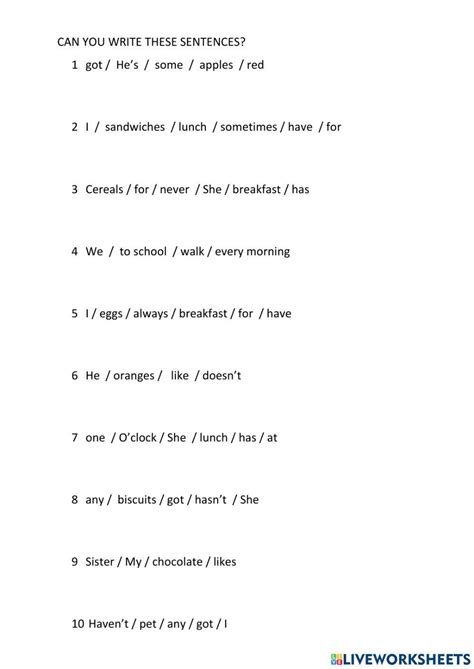 Present Simple Affirmative Exercise For Beginners Live Worksheets