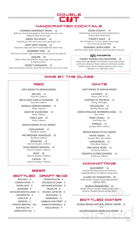 Double Cut Steakhouse Menu In Round Rock Texas Usa