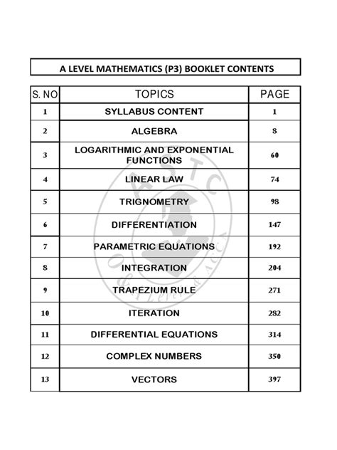 P3 Astc Booklet Pdf Trigonometric Functions Complex Number