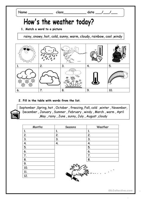 Weather Theme Worksheet