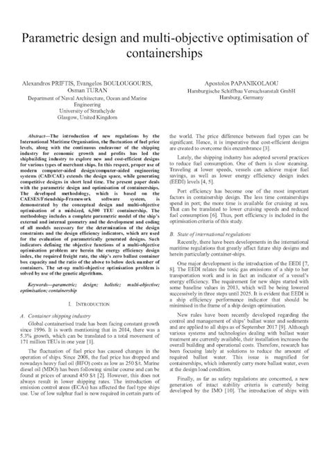 Pdf Parametric Design And Multi Objective Optimisation Of